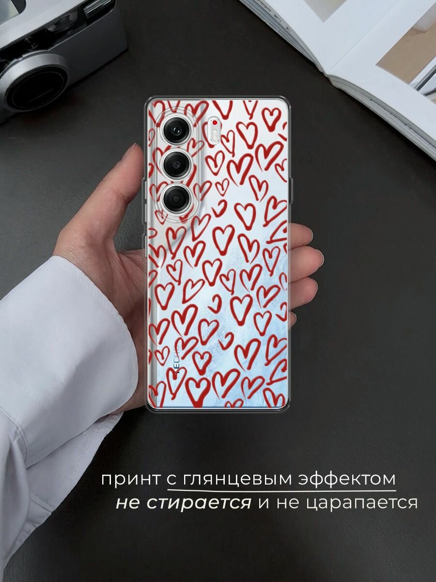 Чехол на Tecno Camon 40 Pro 5G / Текно Камон 40 Про 5G с принтом "Легкие бордовые сердечки" — фото 1