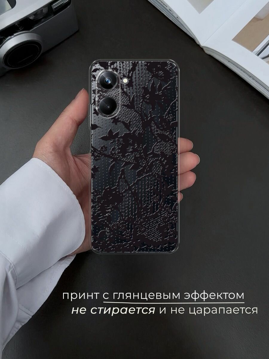 Чехол на Realme 10 Pro / Реалми 10 Про с принтом "Черная сетка" — фото 1