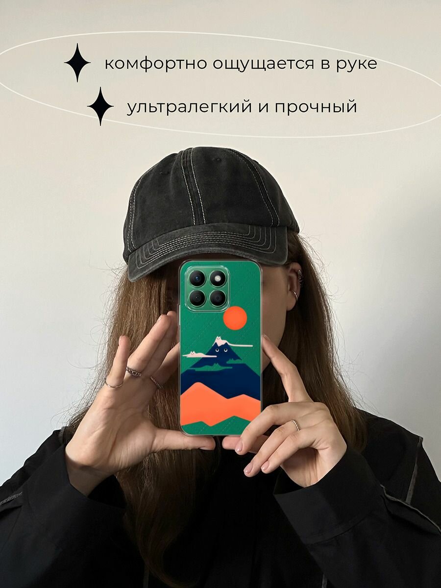 Чехол на Honor X8B / Хонор X8B с принтом "Кот-гора", прозрачный — фото 1