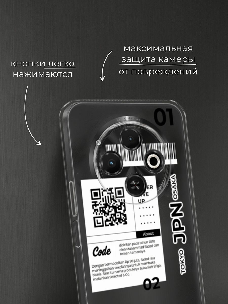 Чехол на Tecno Spark 30C / Текно Спарк 30C с принтом "JPN", прозрачный — фото 1