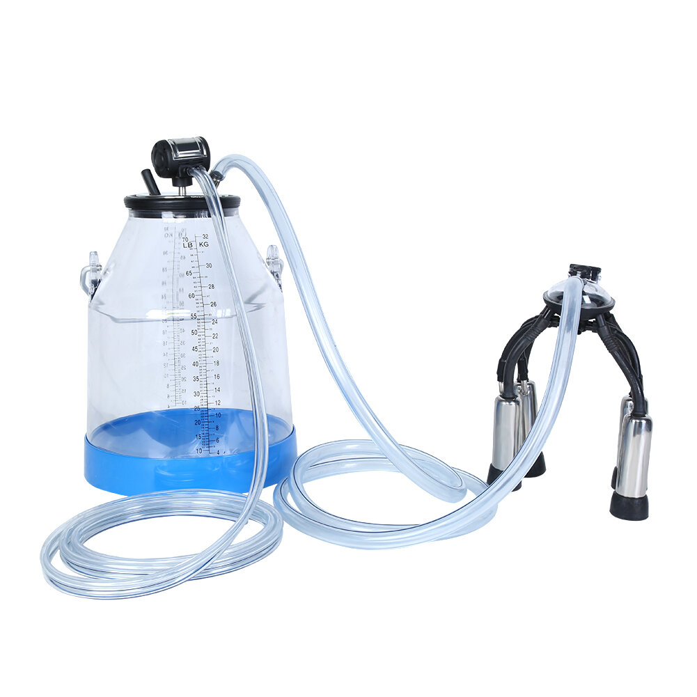 Портативный прозрачный 32-литровый доильный аппарат для коров, доильный аппарат с ведром и бочкой для молочной фермы