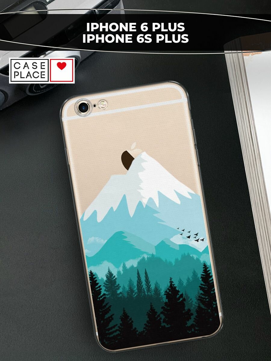 Чехол на Apple iPhone 6 Plus/6S Plus / Айфон 6 Плюс/Айфон 6С Плюс с принтом "Синяя снежная гора", прозрачный