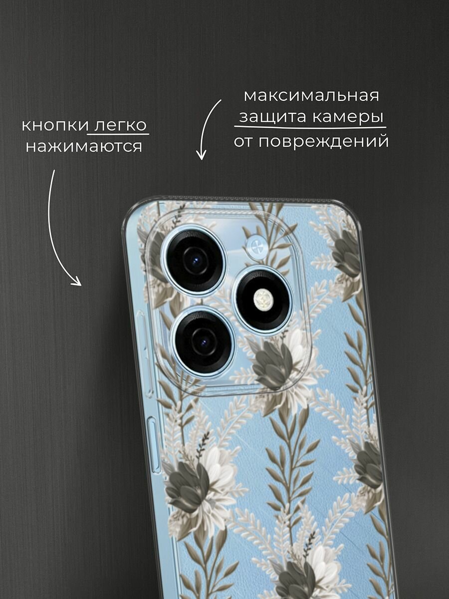 Чехол на Tecno Spark 20 / Текно Спарк 20 с принтом "Переплетение цветов" — фото 1