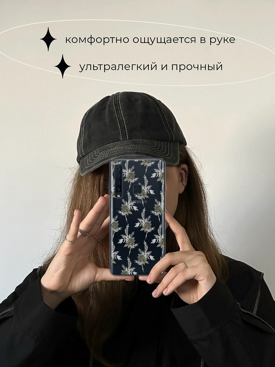 Чехол на Samsung Galaxy A9 2018 / Самсунг Галакси А9 2018 с принтом "Паттерн цветы сепия" — фото 1