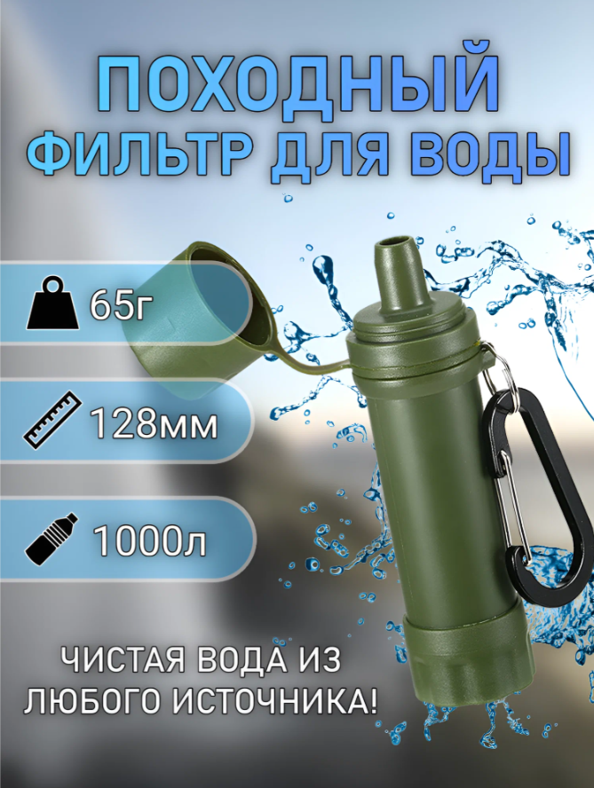Фильтр для воды походный, мини фильтр, фильтрация 0,01 микрон.