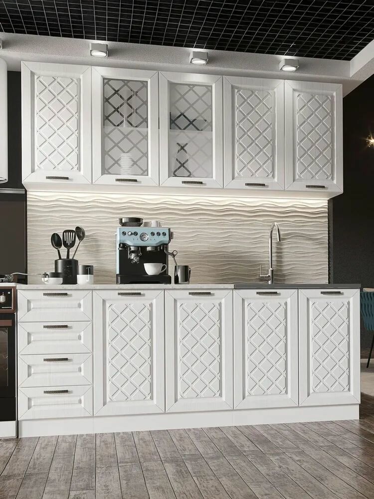 Кухонный гарнитур МДФ 2 м в стиле Прованс, белый