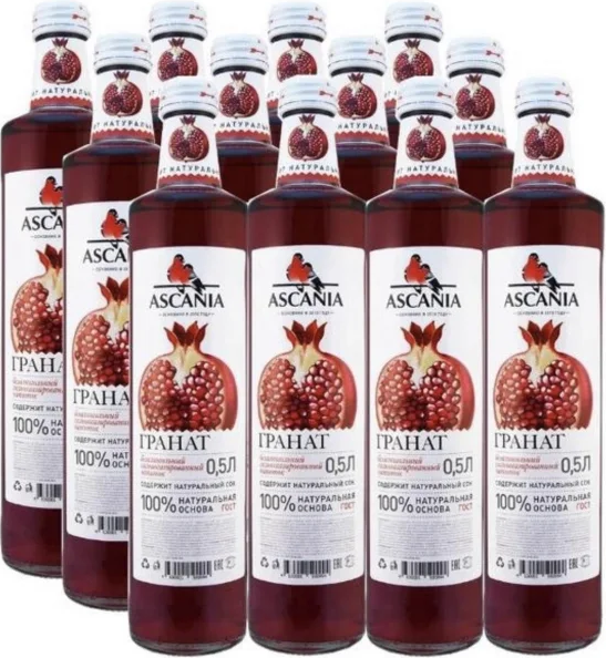 Аскания Гранат 0,5л./12шт. Стекло Аскания Напиток газированный Россия