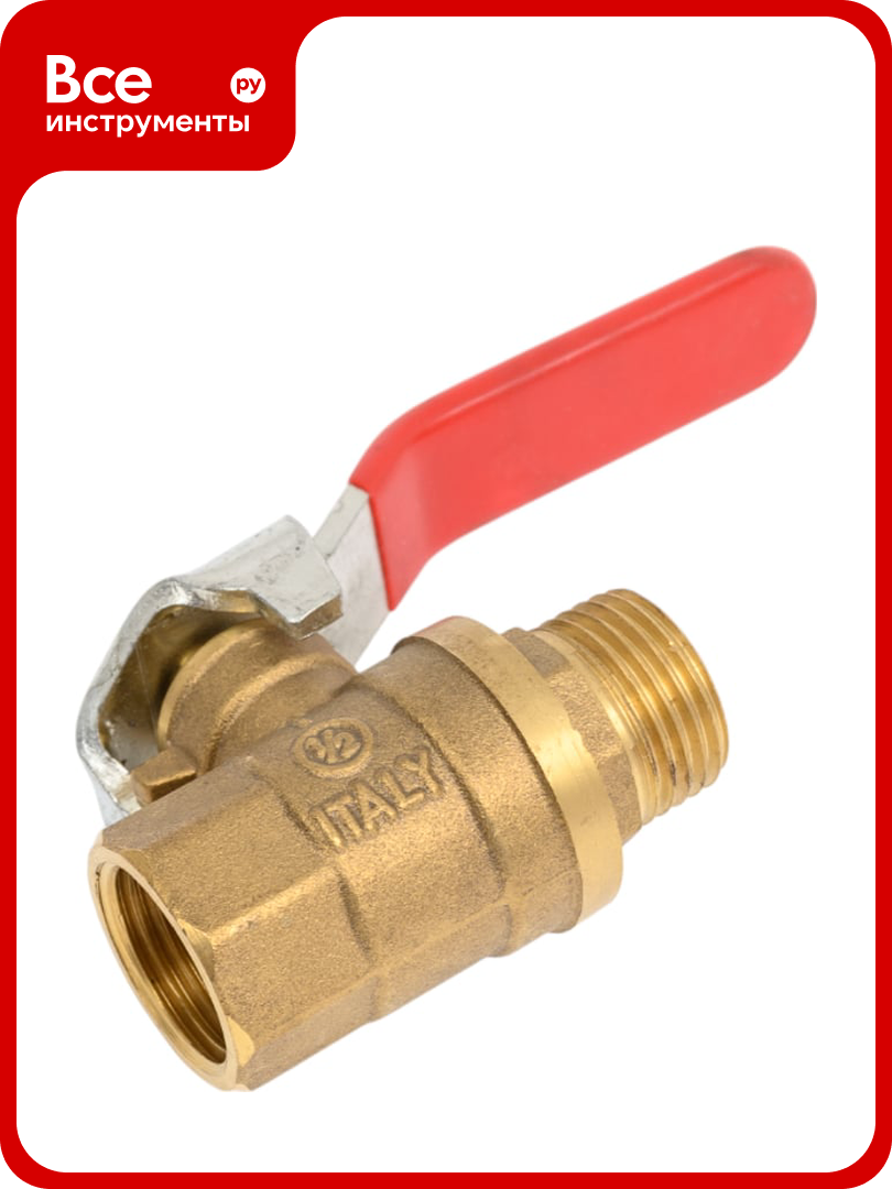 Шаровой кран SMT 1/2"МхF, красная ручка, латунь 521H6604R, Материал шара - хромированная латунь