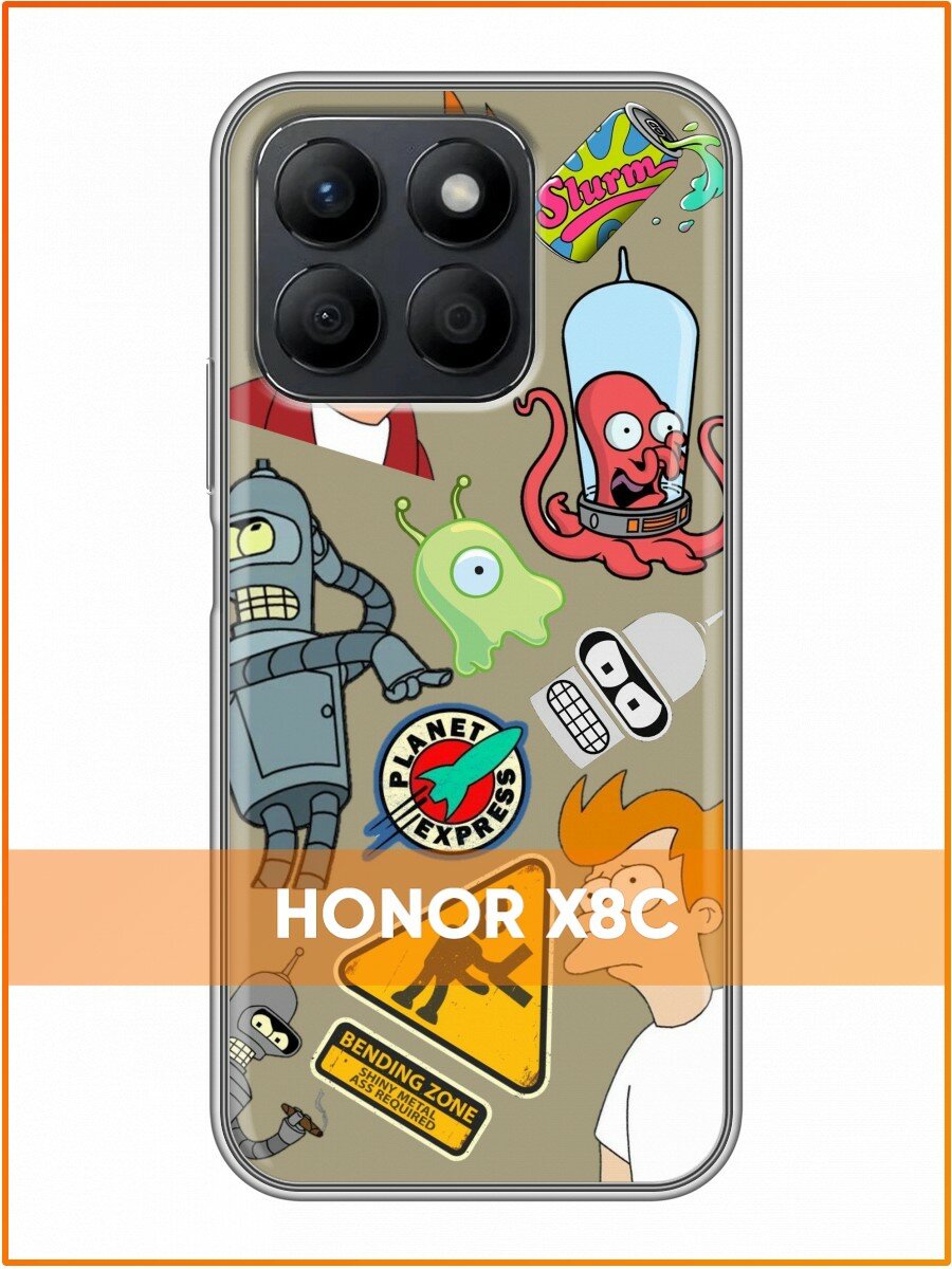 Чехол для Honor X8c с принтом Футурама (Хонор Х8с)
