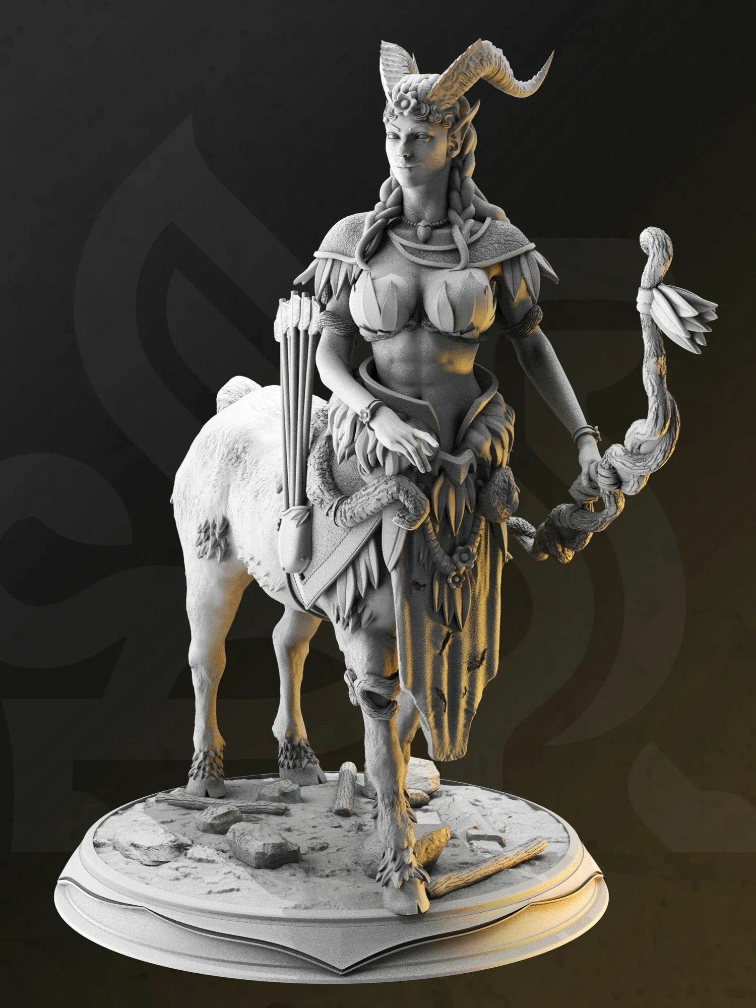 Кентавр дриада друид, игровая фигурка для раскрашивания (масштаб 32мм) база 50мм