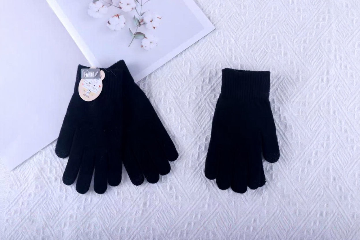 Перчатки, демисезонные, вязаные, сенсорные, с начесом, 70% шерсть.