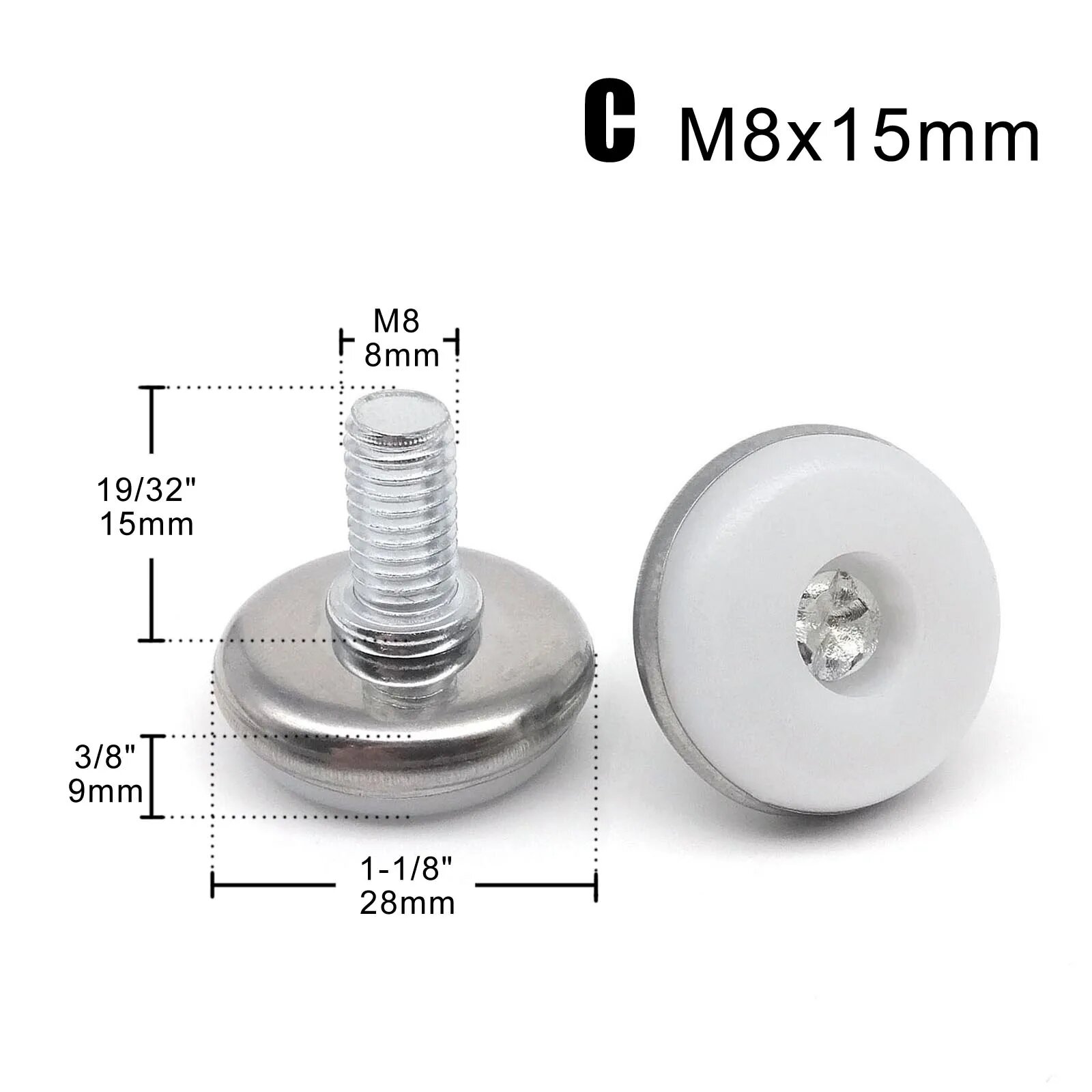 Регулируемые подпятники для мебели HZYUEGOU 4 шт. type C M8x15mm