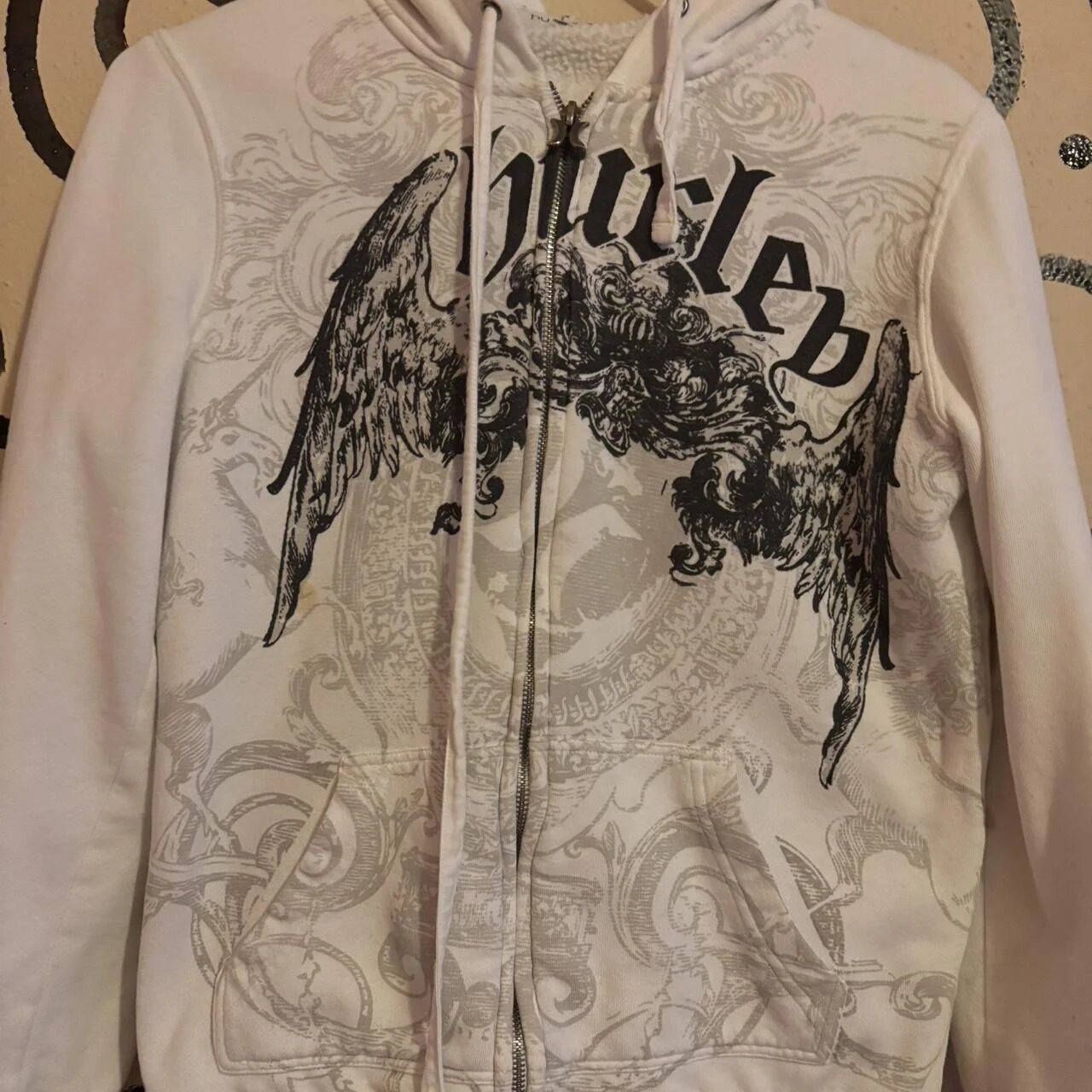 Американская готическая винтажная потертая толстовка на молнии с принтом в стиле ретро, М, 11
