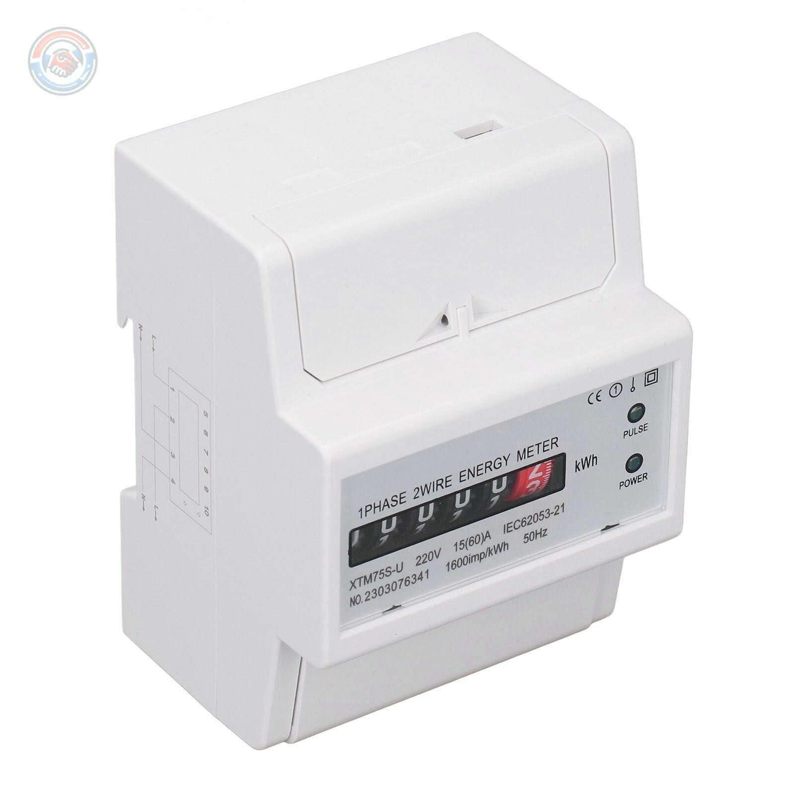 Однофазный рельсовый счетчик электроэнергии 220 В, DIN-рейка 35 мм, точность класс 1, цифровой дисплей 5+1, медные клеммы, оптоэлектронный выход