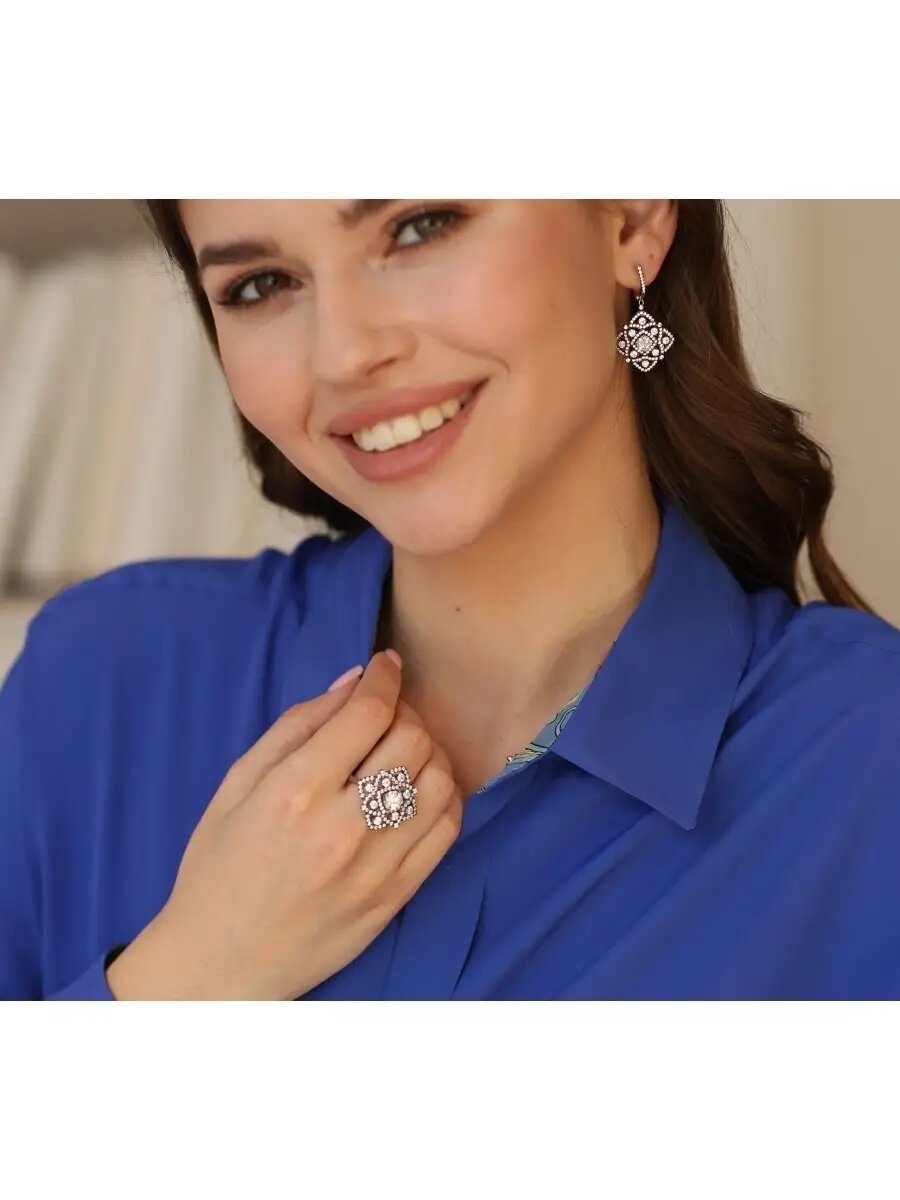 Кольцо, серебро, 925 проба, фианит