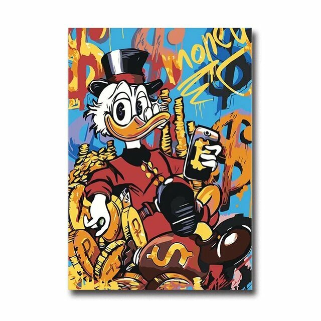 Плакат Miniso с изображением Дональда Дака из классического мультфильма Disney, декоративная фреска на холсте для гостиной и спальни, Размер (дюймы): 30X45 см. Без рамы.