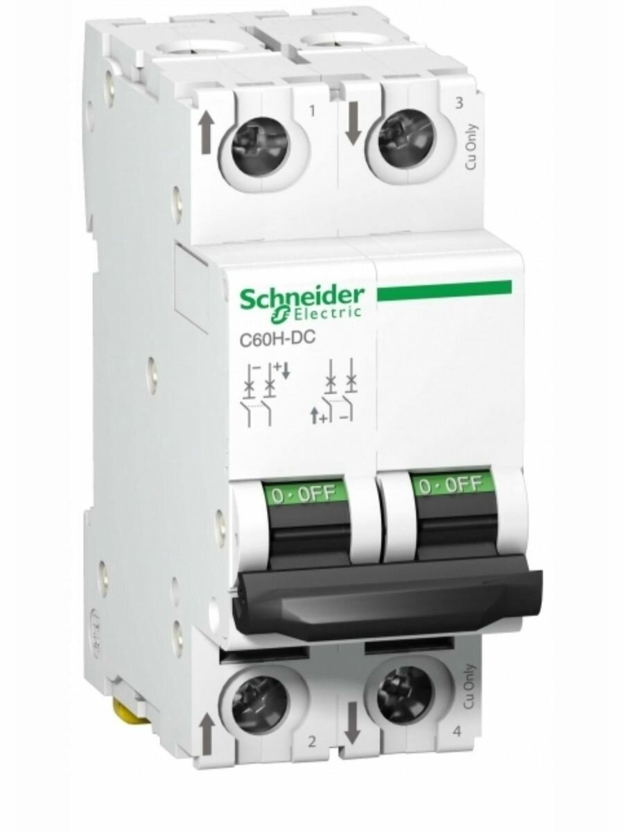 SE Acti 9 C60H-DC Автоматический выключатель 2P 1A (C) 500В DC, Schneider Electric, A9N61521