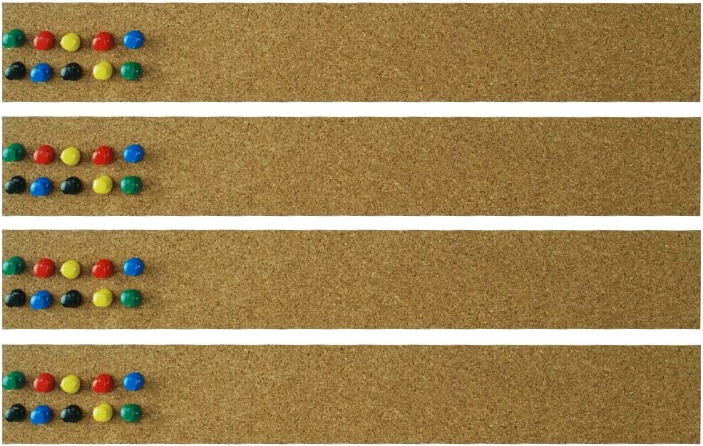 Набор из 4 пробковых досок для записей, 2 x 15 дюймов, безрамная пробковая доска для записей, для офиса, школы, дома, для праздничного декора