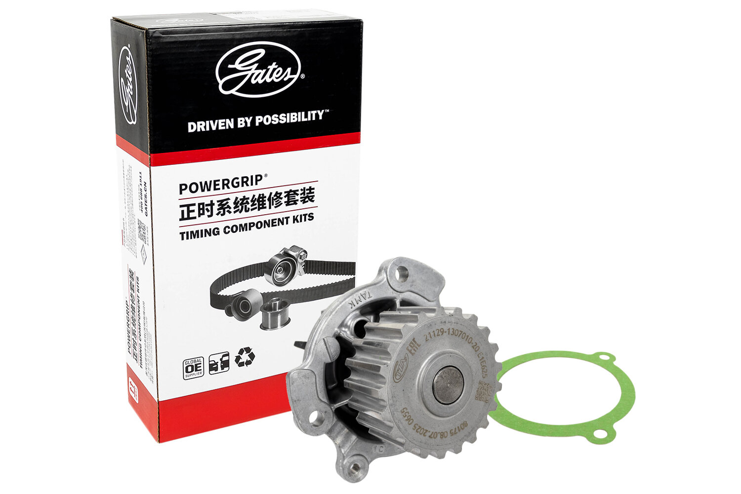 Комплект ремня ГРМ CHINA ORIGINAL GATES с помпой 21129 ТЗА серии Люкс для 16-клапанных Лада Приора, Калина, Калина 2, Гранта, Гранта FL, Ларгус, Ларгус FL, Веста, Икс Рей, Датсун