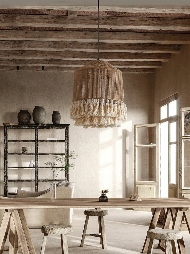 Ваби саби, люстра бохо, E27 40cm