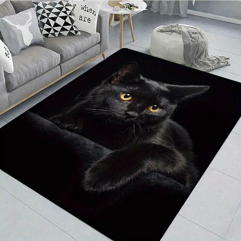 Ковер безворсовый Чёрные животные кошки 1.2x1.6 м