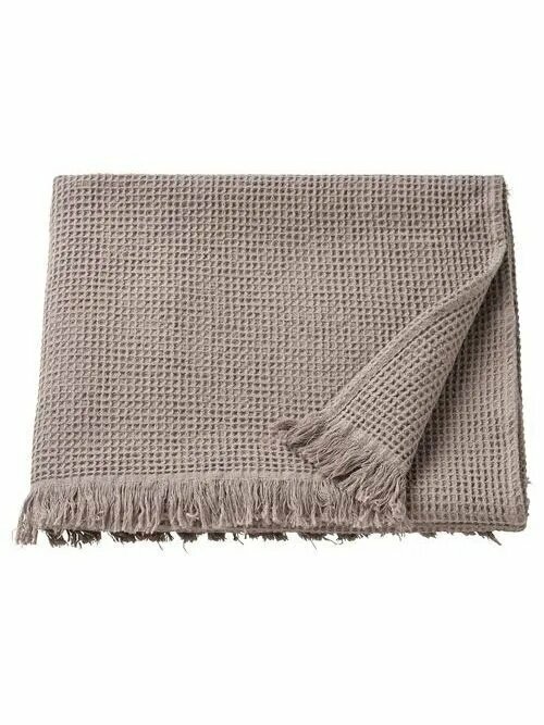 IKEA Полотенце для ванной VALLASAN, Хлопок, Вискоза, 70x140 см, светло-серый, коричневый, 2 шт.