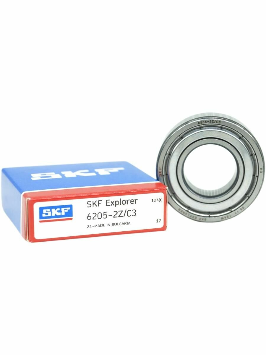 Подшипник 6205-2Z/C3 SKF (25x52x15 мм) шариковый радиальный, высокооборотистый с тепловым зазором для КПП, редукторов и электродвигателей, 1 шт.