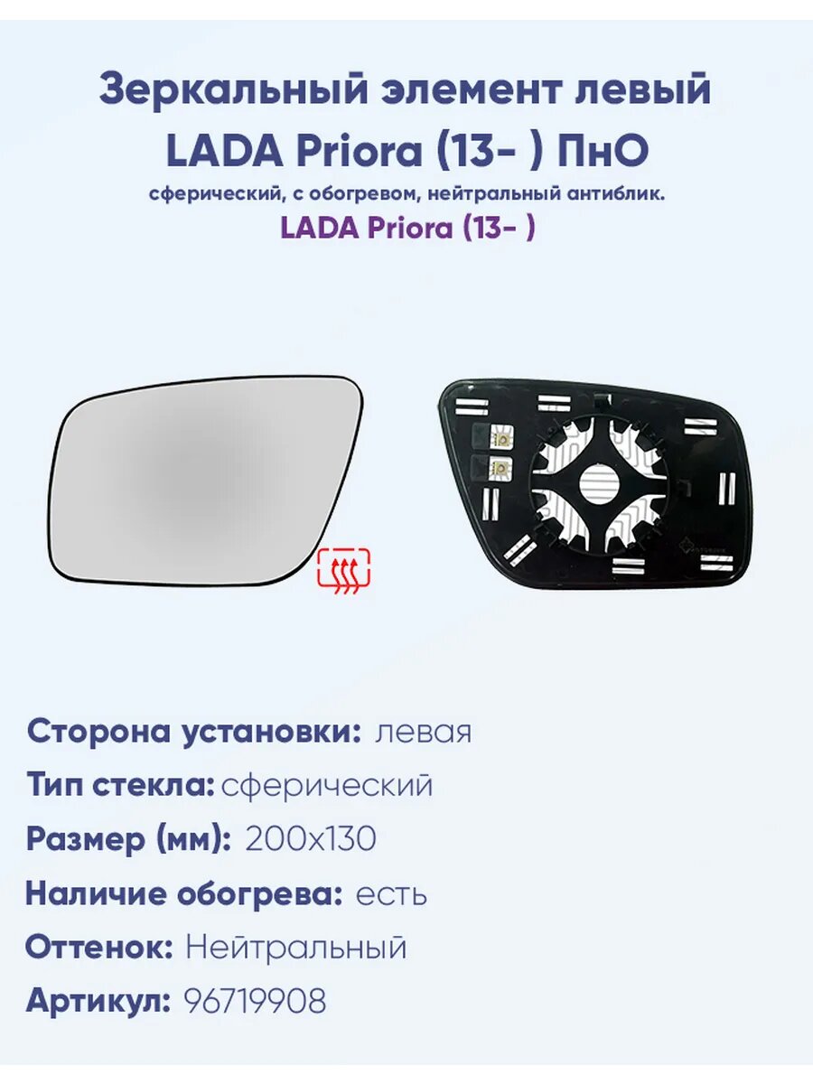 Зеркальный элемент левый LADA Priora (13- ) ПнО 96719908