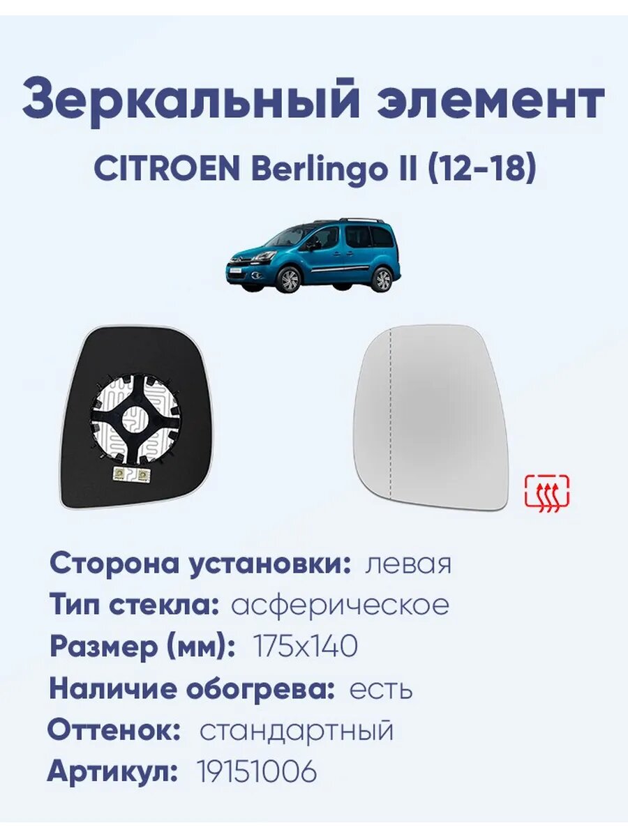 Зеркало CITROEN Berlingo II (12-18) 19151006