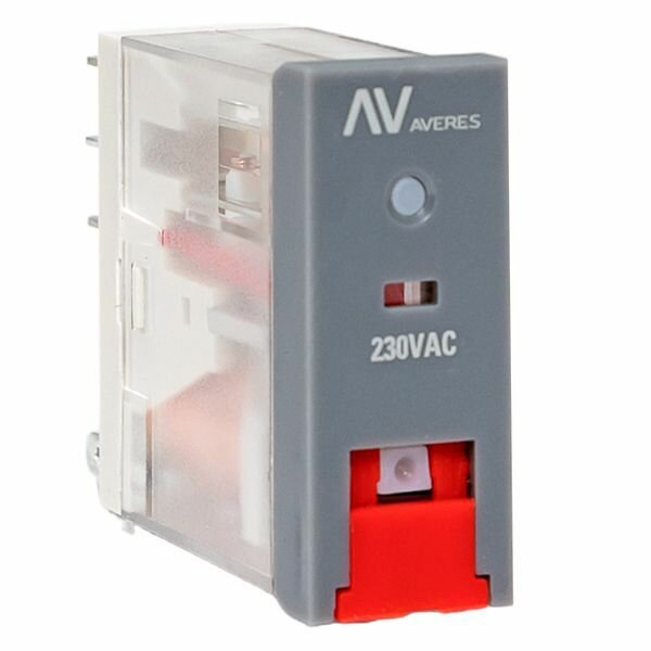 Реле промежуточное с кнопкой и мех. индикацией RPAt 22/2 8А 230В AC, EKF RPAT-22-2-230AC (1 шт.)