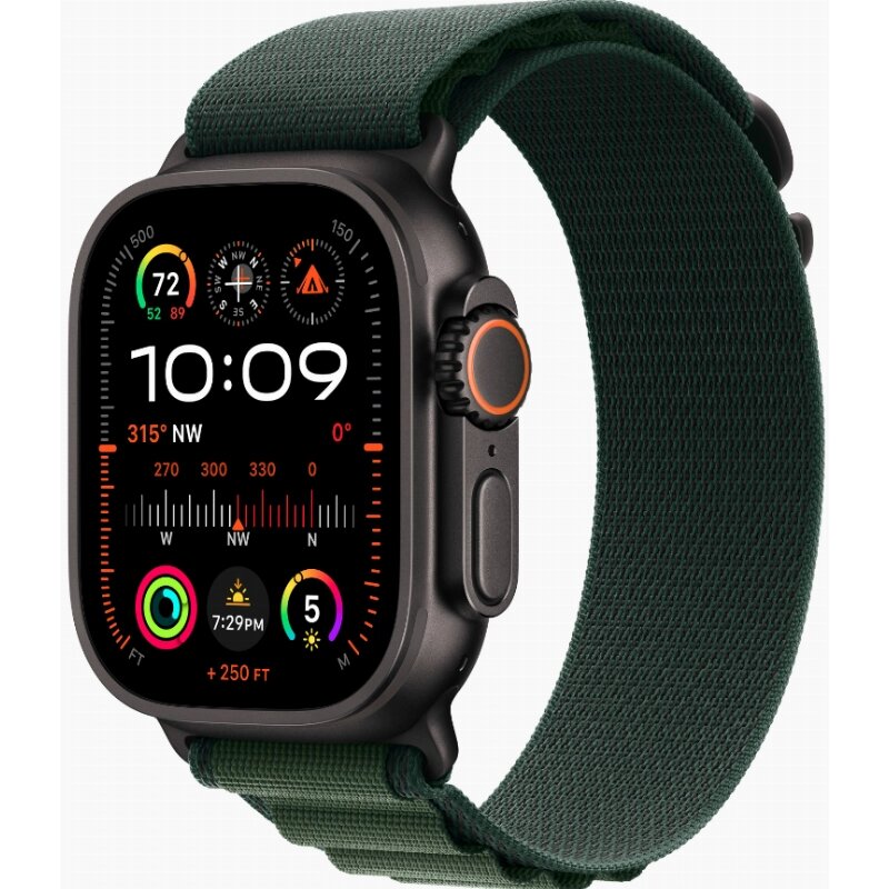 Часы Apple Watch Ultra 2 2024 49 мм, L, Titanium Case with Black Olive Alpine Loop