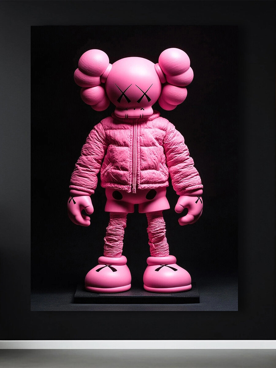 Картина интерьерная на стену - "KAWS / кавс, Mickey Mouse" , 60х80 см.