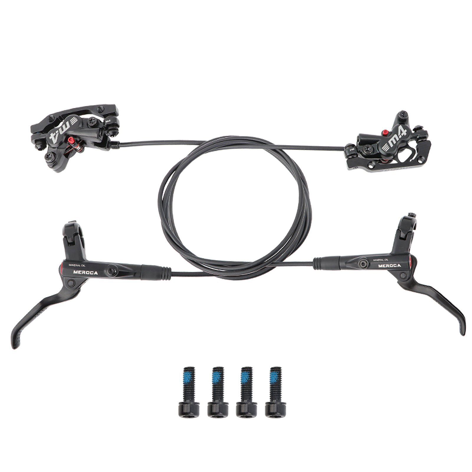 Калипер гидравлического дискового тормоза для MTB передний задний с 4 гидравлическими поршнями и двухсторонней системой тормоза, рычаги тормоза для горных велосипедов 22.2 мм правый левый, набор