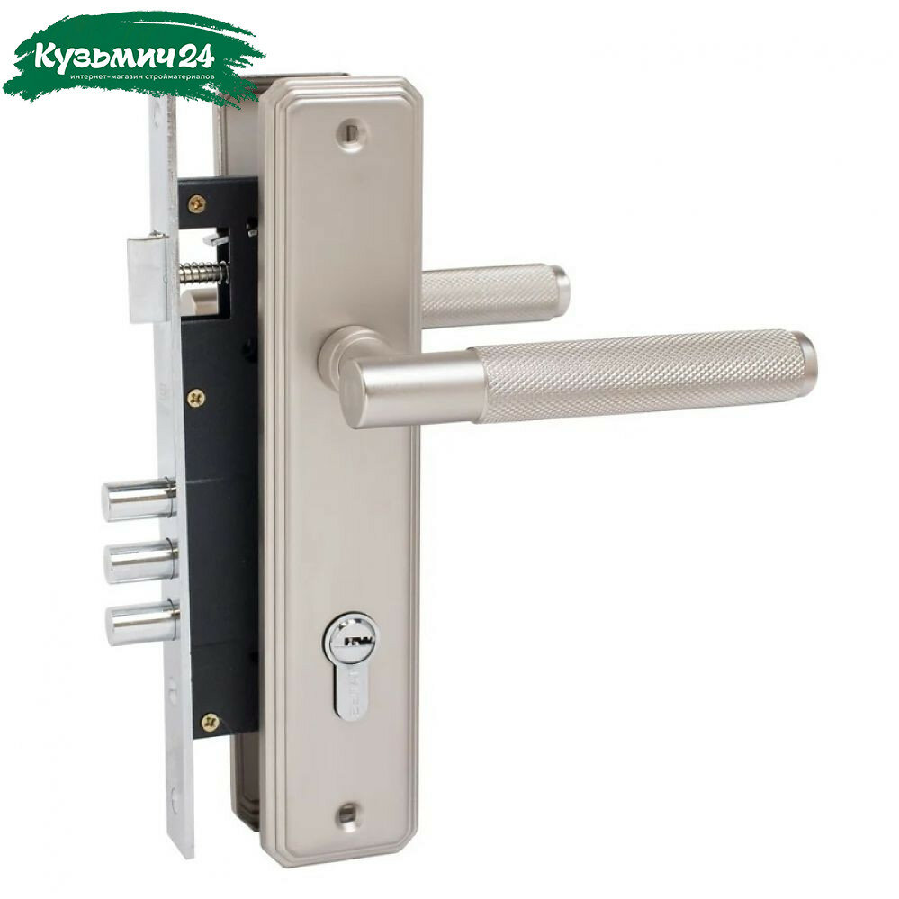 Замок врезной Булат ЗВ4-3.02.08 Ферона матовый никель с ручками