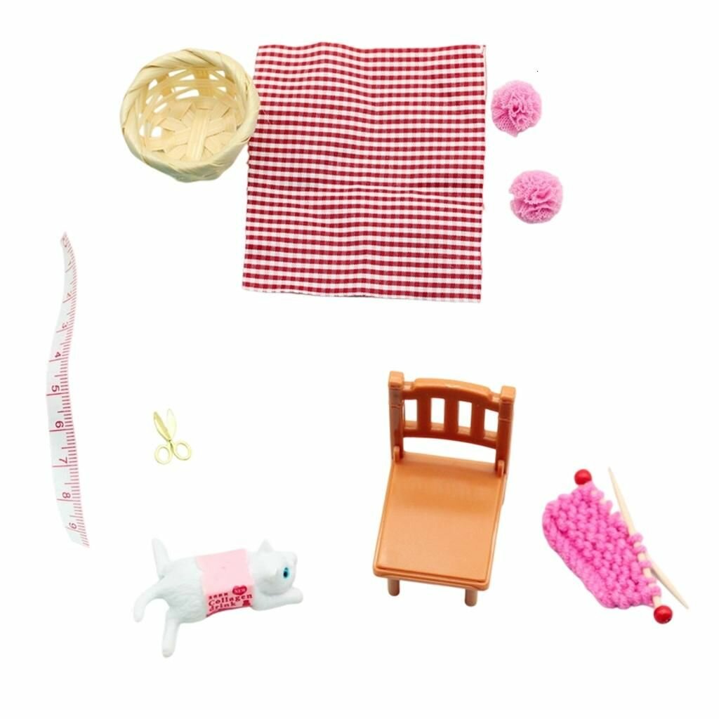 Вязаный свитер для кукол 1/12 с котенком