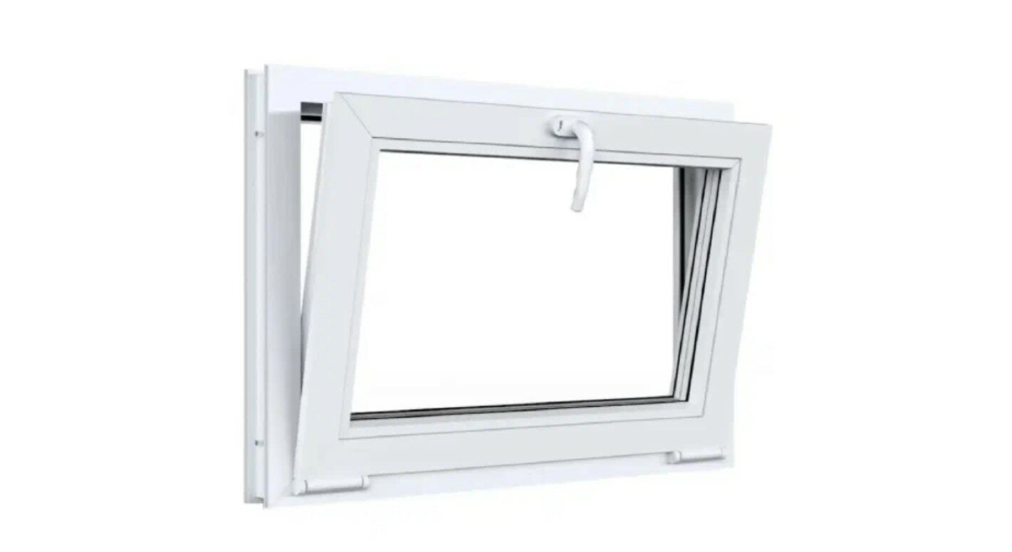 Окно пластиковое 0,5х0,7м, поворотное без сетки, горизонтальное