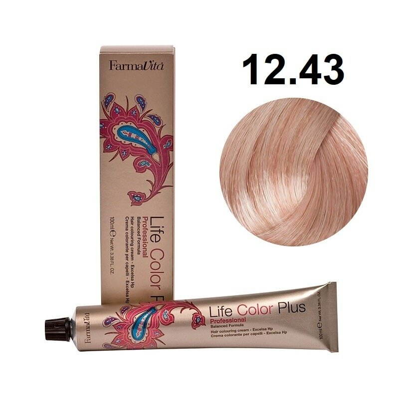 Краска FARMAVITA Стойкая крем-краска Farmavita Life Color Plus 12.43 Специальный блондин медно-золотистый 100 мл