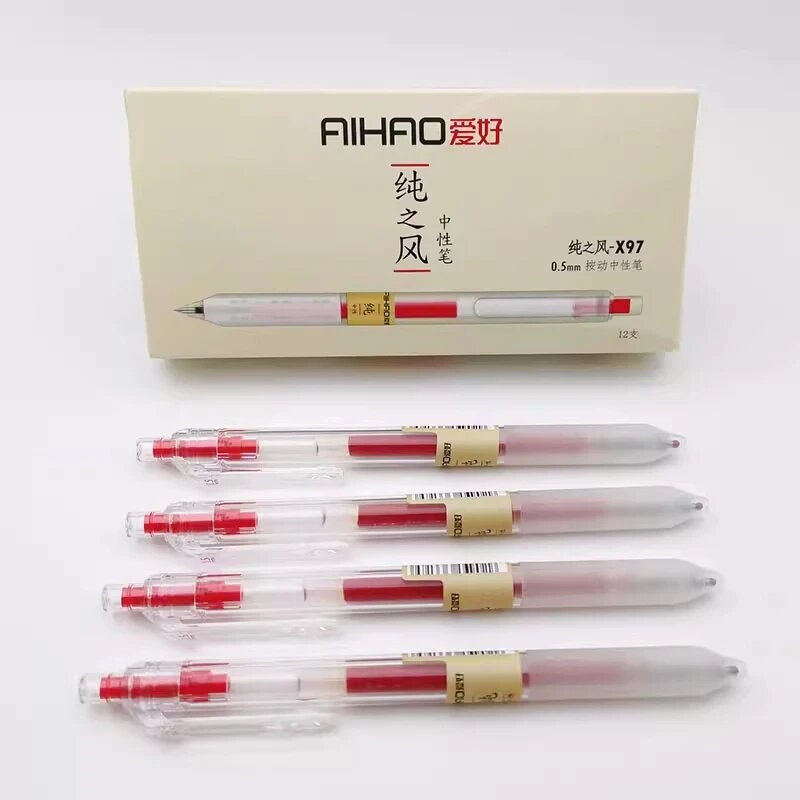 Набор гелевых ручек AIHAO X97, 4 шт. - красный