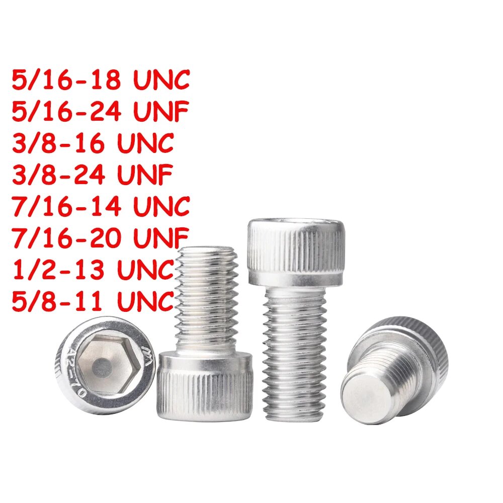 Болты с шестигранной головкой из нержавеющей стали Yiqianyuan DIN912 5I16-24 UNF(5Pcs), 7I8