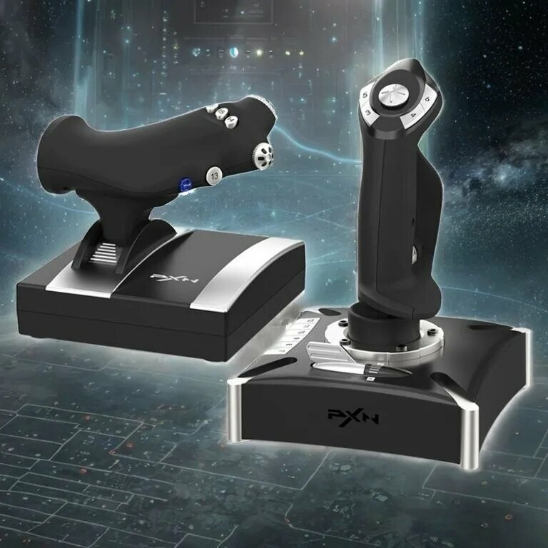Джойстик для авиасимулятора, PXN-2119pro, Совместимость с тремя сетевыми платформами, вибрировать, Серебристо-черный