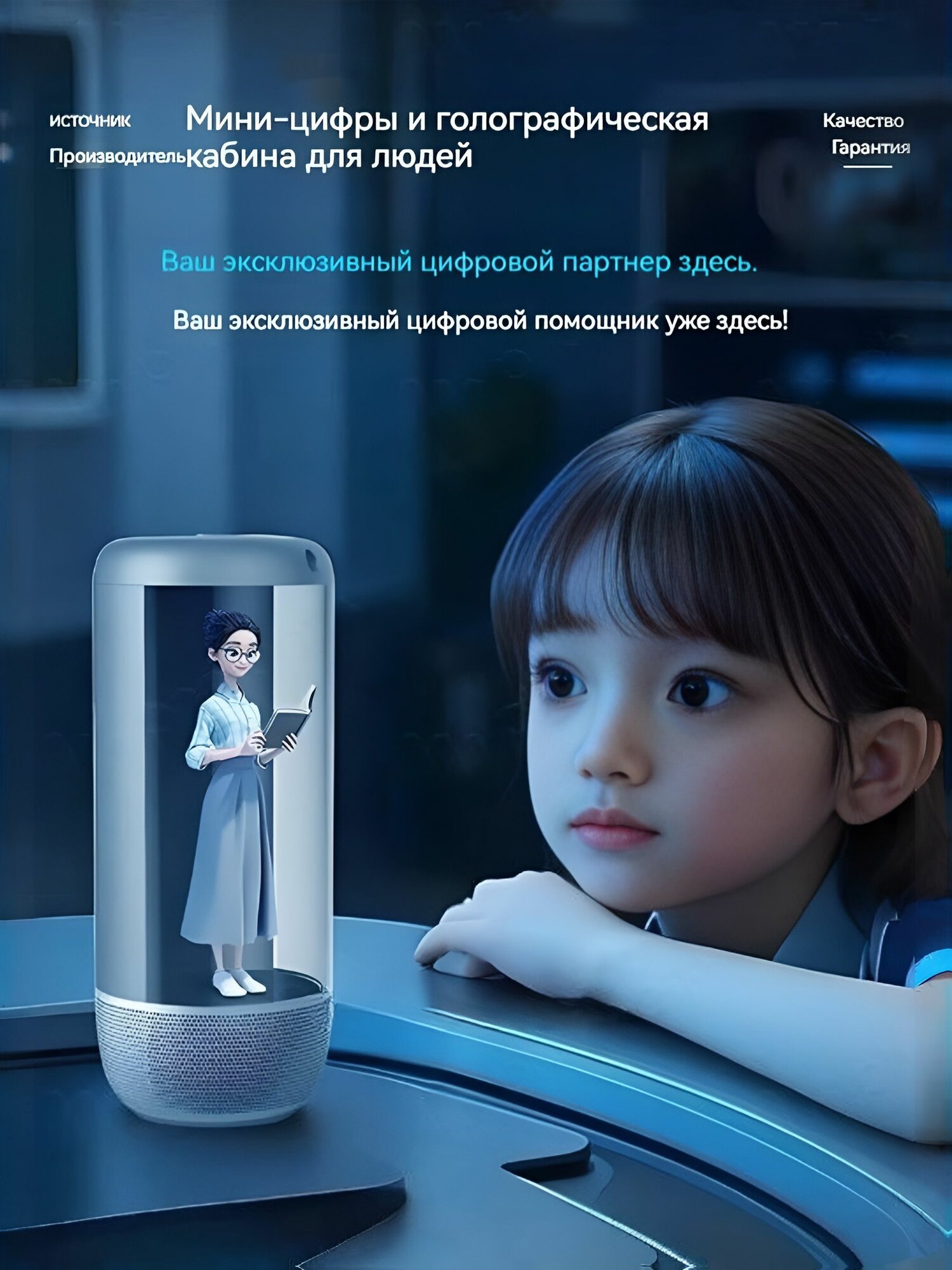 Интерактивный голографический проектор, 5,5", 3D голография, чёрный