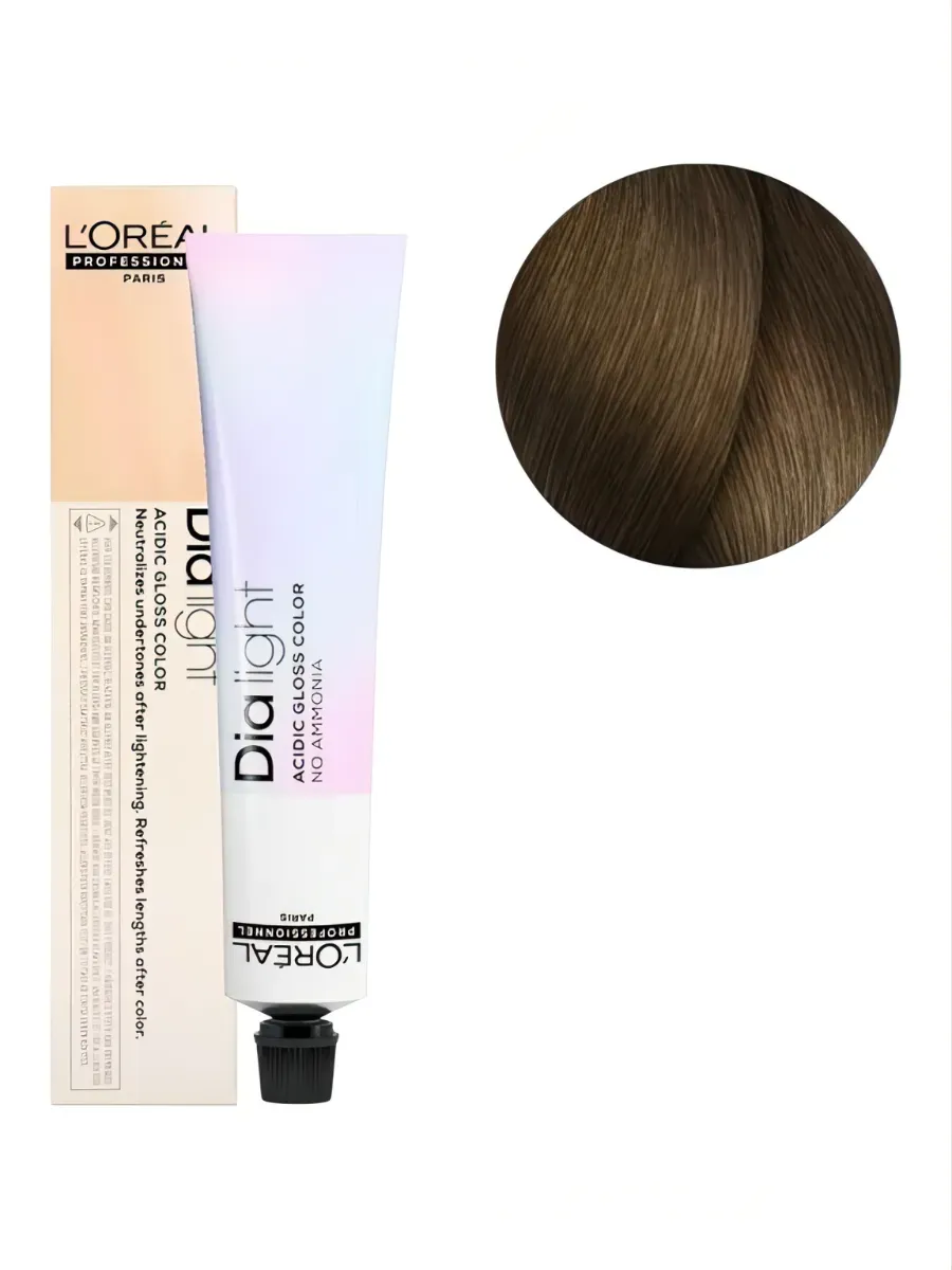 Краска для волос L'Oreal Professionnel DIA Light Acidic Gloss Color No Ammonia, Полуперманентный краситель-блеск, 7.3
