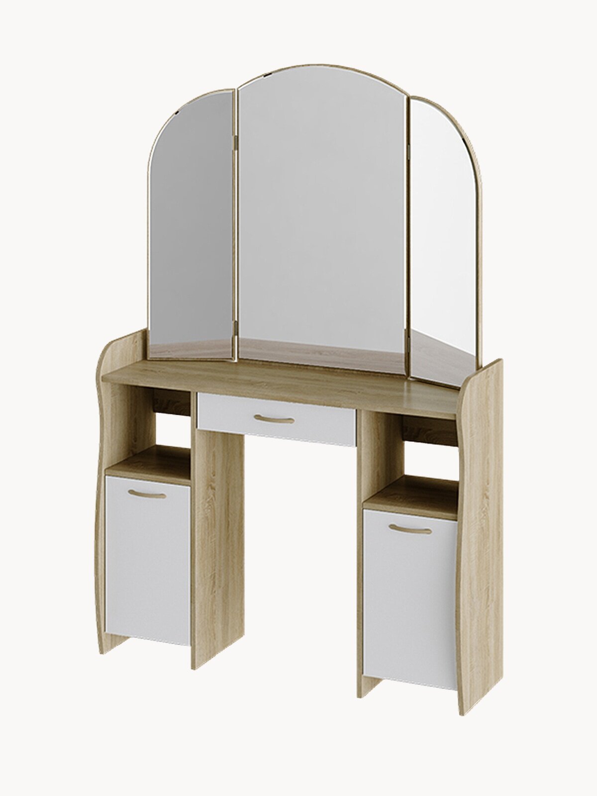 Туалетный столик, трюмо, гримерный столик с ящиком и полками бежевый дуб (ВхДхГ) 162х107х33, София Т2