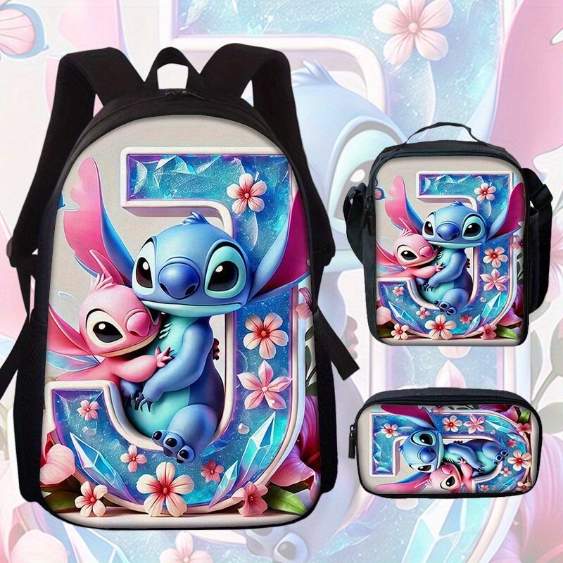 Рюкзак европейского и американского школьного сезона, аниме, мультяшная стежка, школьная сумка из трех предметов, детский рюкзак для начальной школы