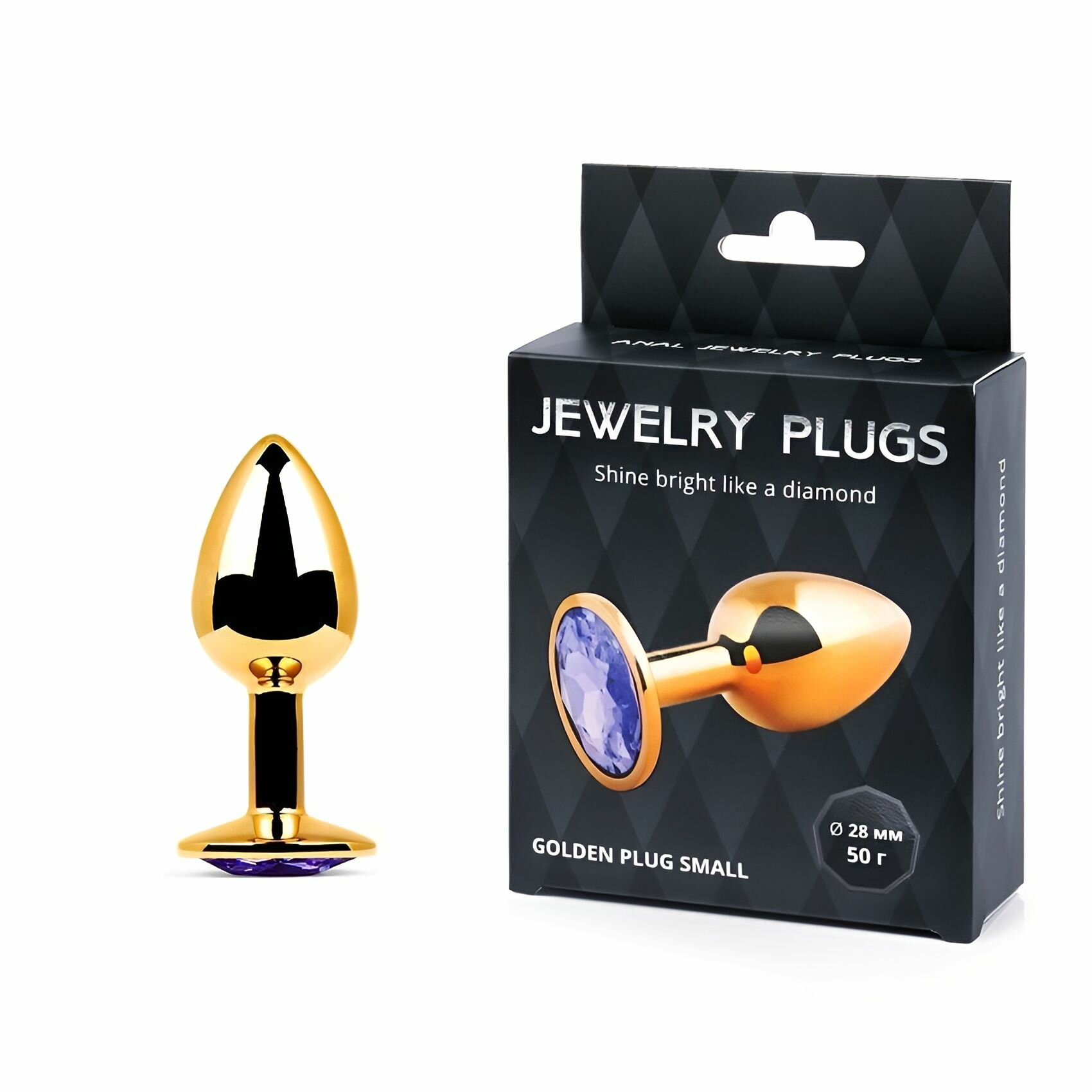 Анальная пробка Anal Jewelry Cutie Large, металлическая, фиолетовая и золотистая, 10 см