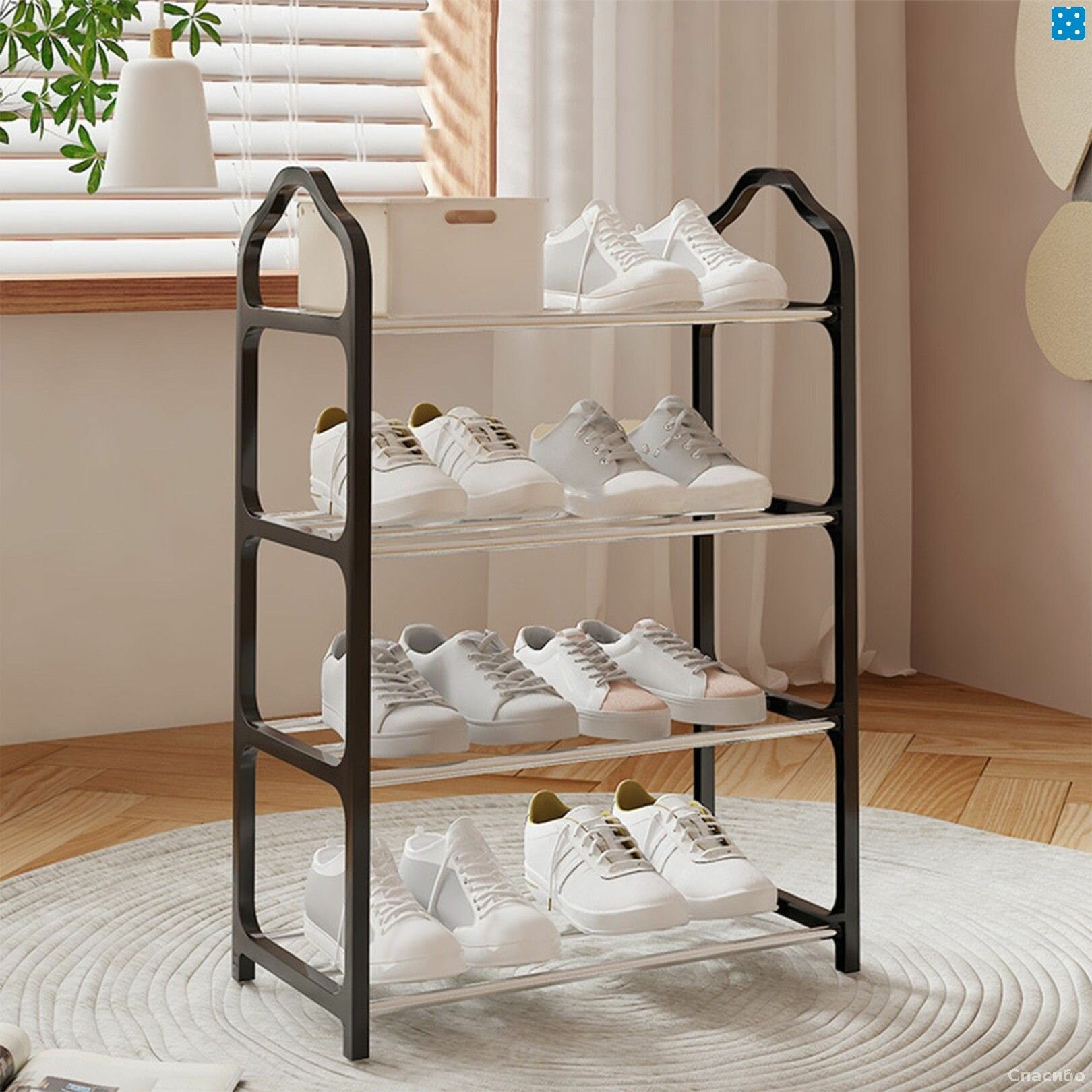 Эксклюзивная стальная подставка для обуви 52x19x4 см, черная