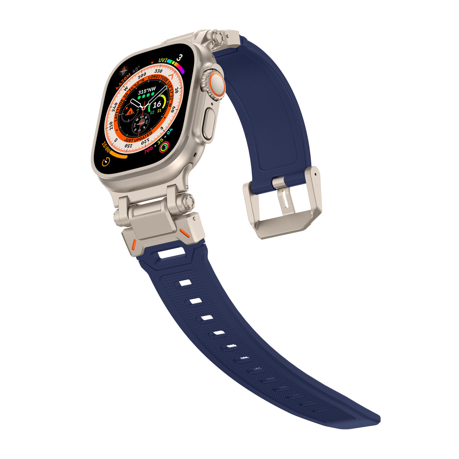 Титановый синий браслет с упаковкой для Apple Watch 42/44/45/49 мм
