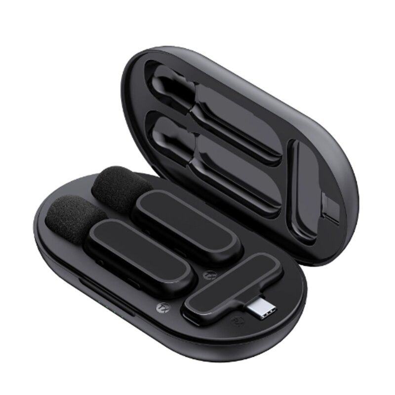 Long Battery lifes Lapel Mic Noise Cancelling Microphone with Charging Case