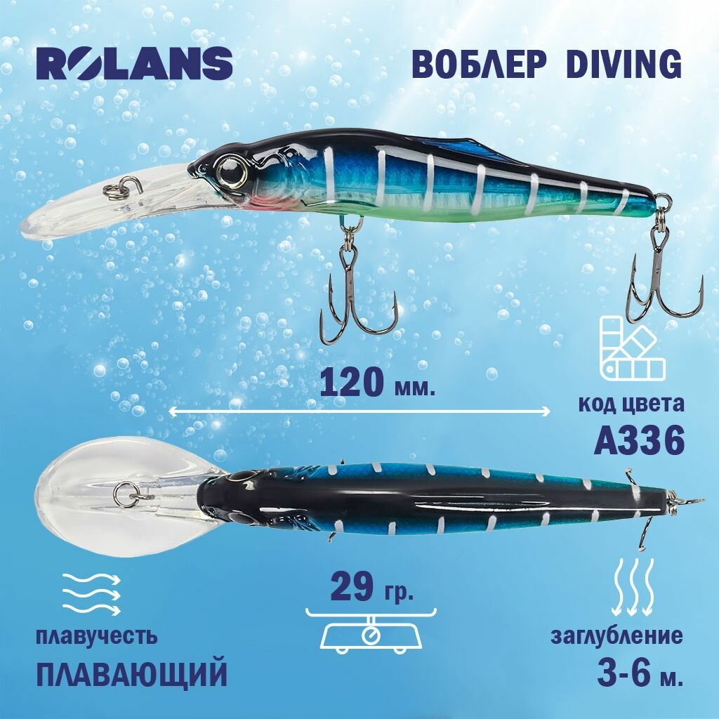 Воблер Rolans Diving 120 F (Длина (мм) 120; Вес (гр.) 29 / A336/V)