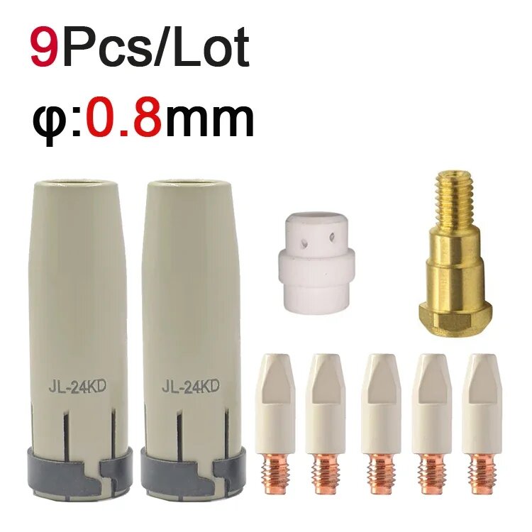 Наконечники Jinhu 24KD MIG MAG 0.8 мм, 9 шт